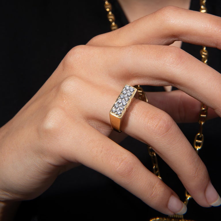 Fred of Paris Diamond and Gold Rectangular Ring For Sale at 1stDibs