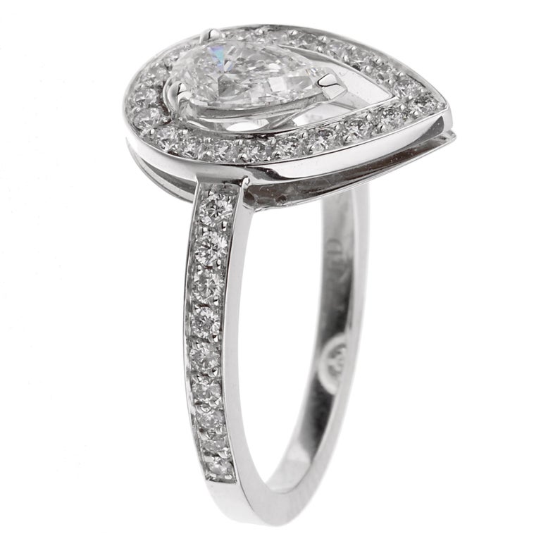 Fred of Paris GIA Certified Lovelight Pear Shaped Diamond Engagement Ring For Sale at 1stDibs