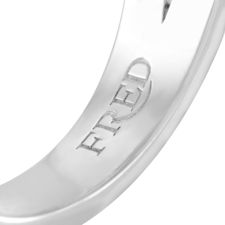 Fred of Paris Lovelight Platinum 1.58 Carat Pear and Round Diamond Ring For Sale at 1stDibs