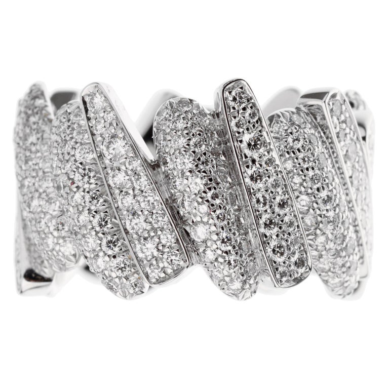 Fred of Paris Pave Diamond White Gold Ring For Sale at 1stDibs