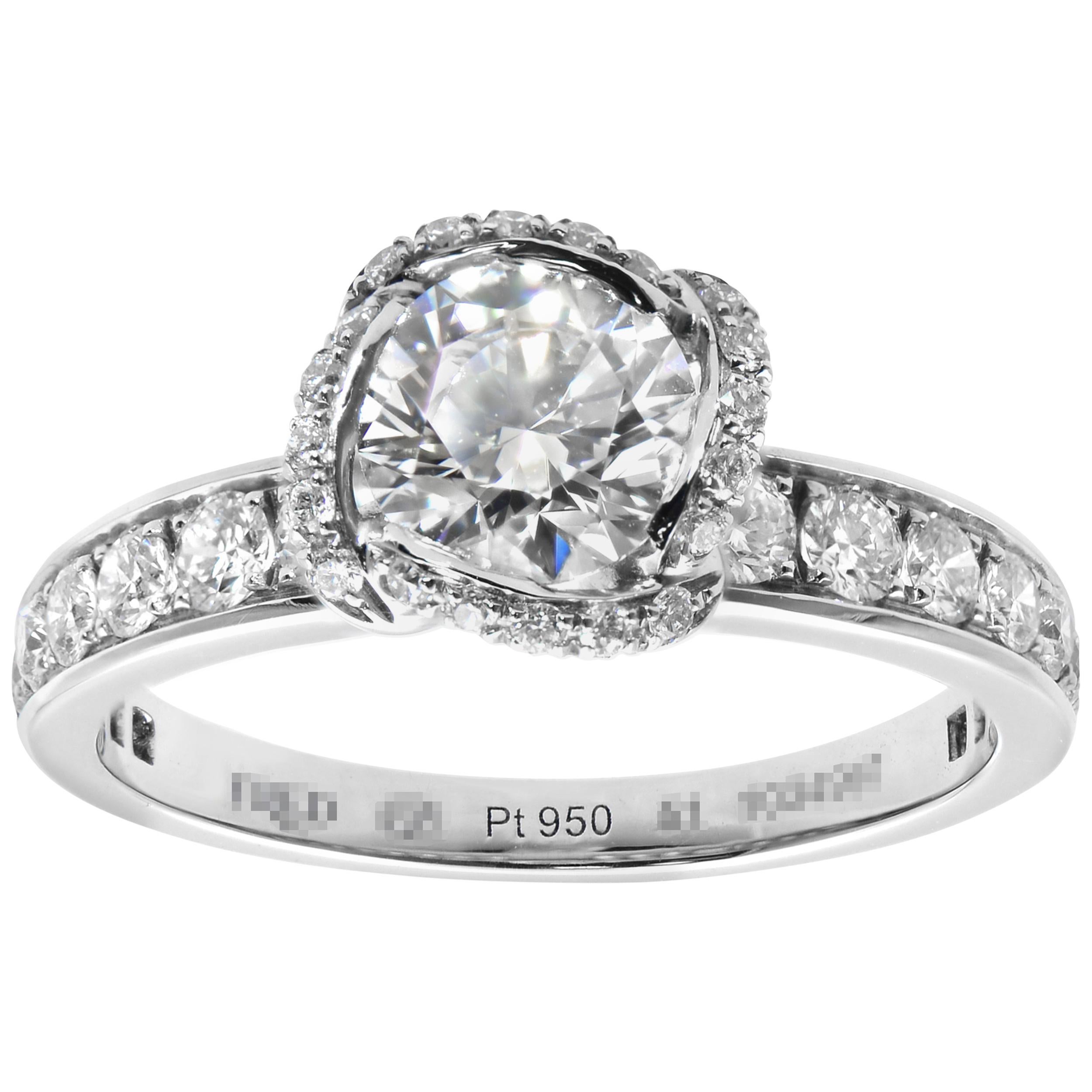 Fred of Paris Platinum Diamond Engagement Ring 1.24 Carat For Sale at ...
