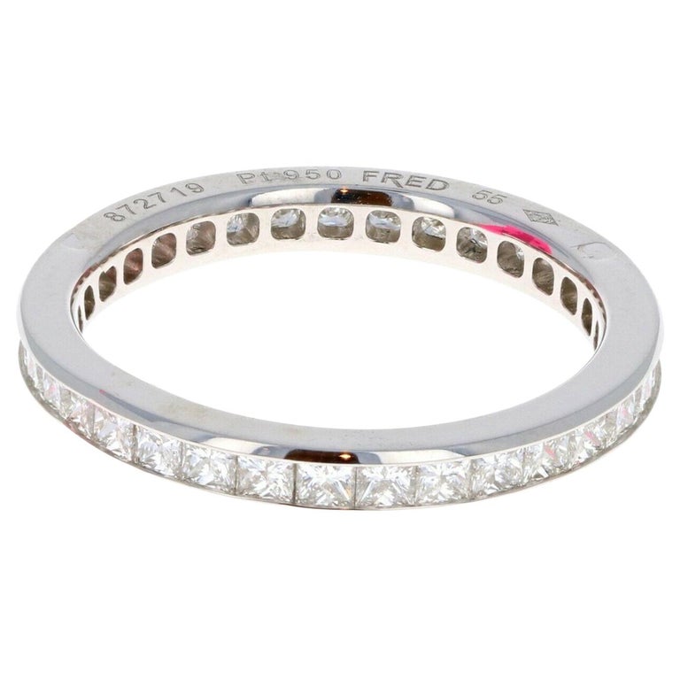Fred of Paris Platinum Diamond Princess Cut Alliances Ring at 1stDibs