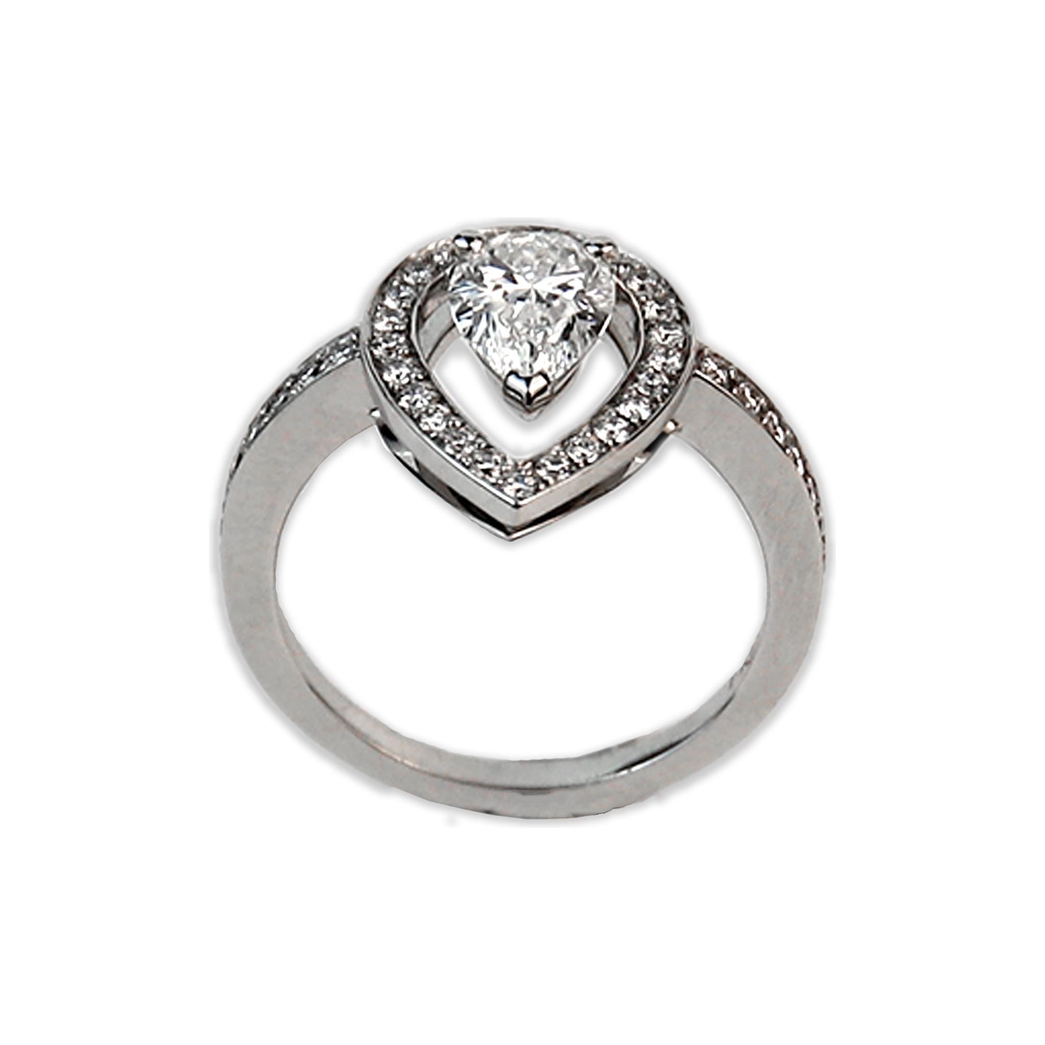 Fred of Paris Platinum GIA Pear Diamond Ring For Sale at 1stDibs