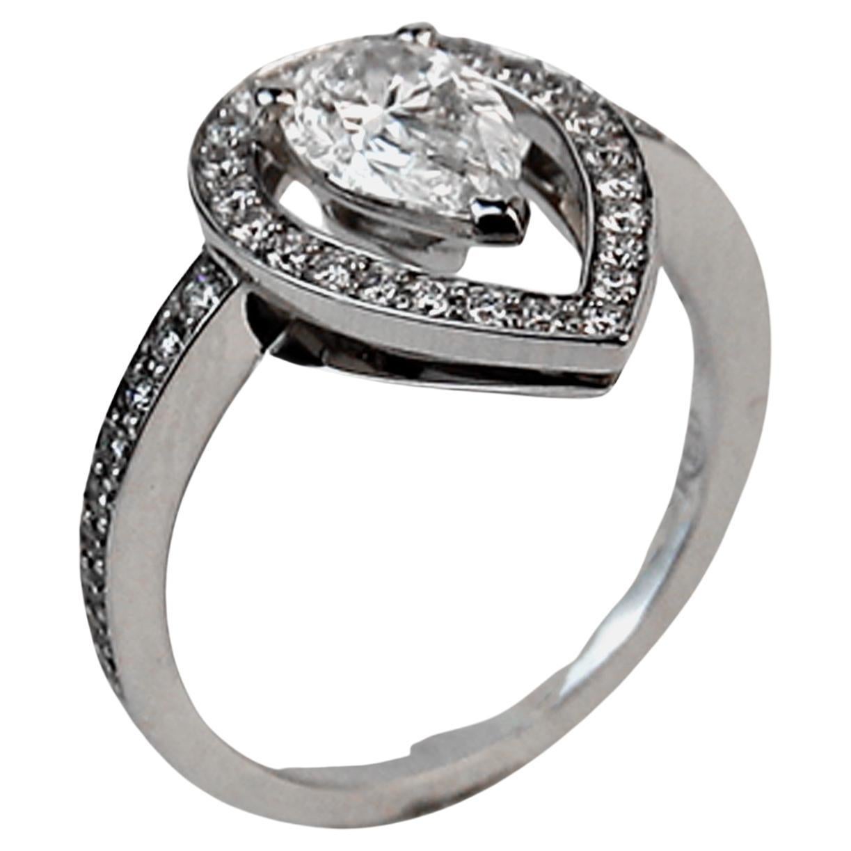Fred of Paris Platinum Pear Diamond Ring For Sale at 1stDibs | elvis wedding ring