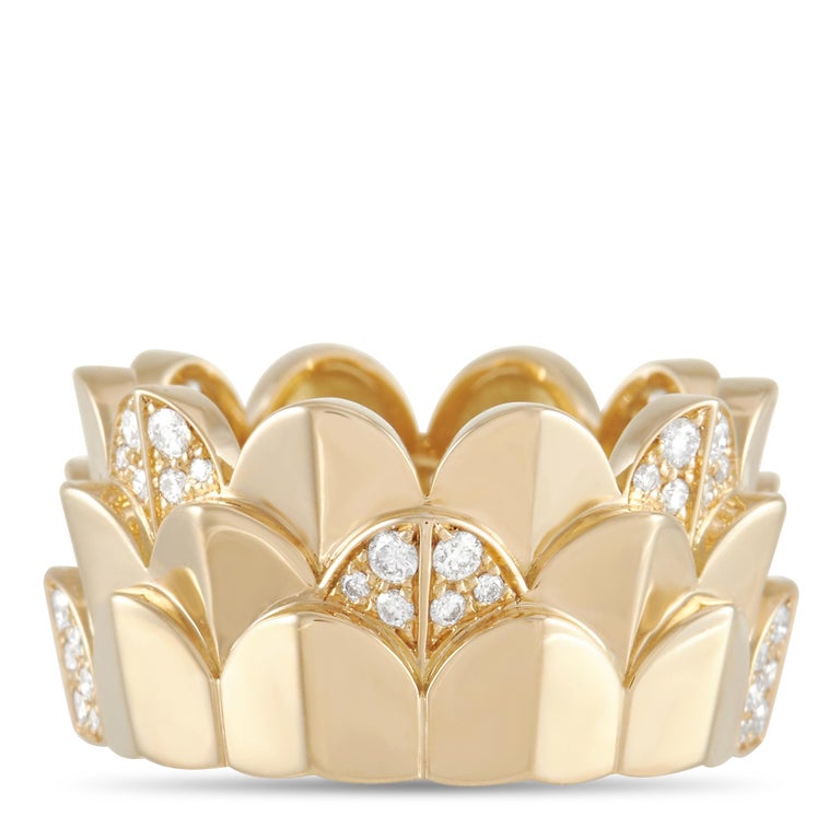 Fred of Paris Une Ile D’or 18k Yellow Gold 0.49 Ct Diamond Band Ring For Sale at 1stDibs