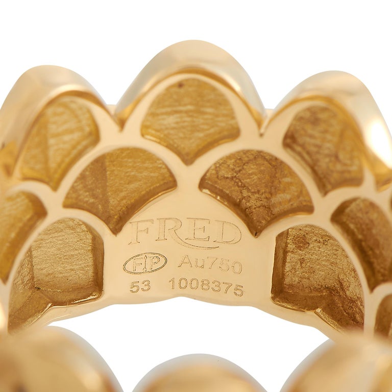 Fred of Paris Une Ile D'or 18k Yellow Gold Band Ring For Sale at 1stDibs