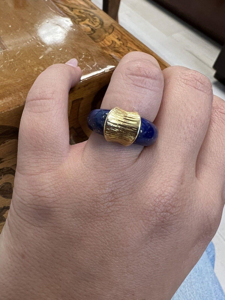 Fred Paris 18k Yellow Gold and Lapis Ring Vintage Fully Hallmarked For Sale at 1stDibs
