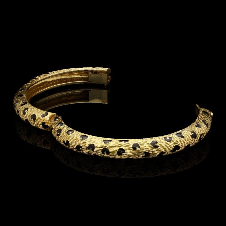 Fred Paris An ‘Ombre Feline’ Gold And Black Enamel Hinged Bangle Circa ...