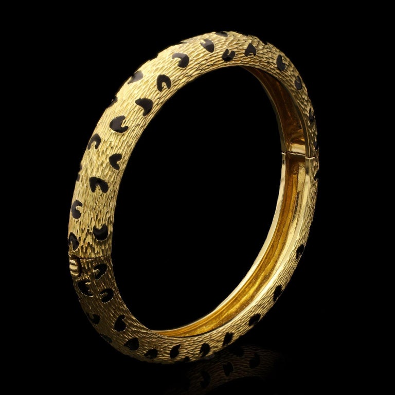 Fred Paris An ‘Ombre Feline’ Gold And Black Enamel Hinged Bangle Circa ...