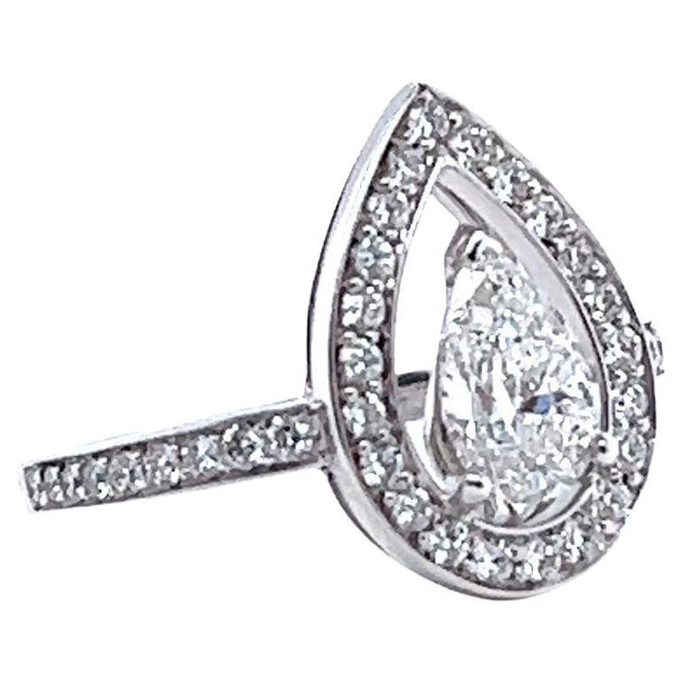Fred Paris GIA Lovelight Platinum Diamond Ring at 1stDibs