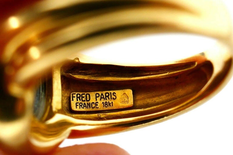Fred Paris Vintage Yellow Gold Ancient Coin Ring at 1stDibs