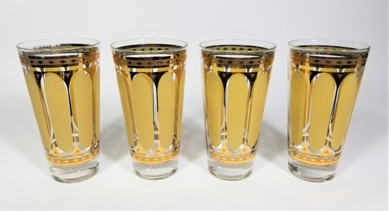 Fred Press 22K Gold Glassware Barware 1960s Mid Century For Sale at 1stDibs