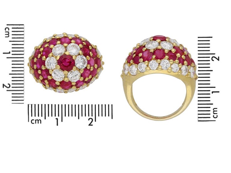 Fred, Ruby and Diamond Cluster Ring, French, circa 1960 For Sale at 1stDibs