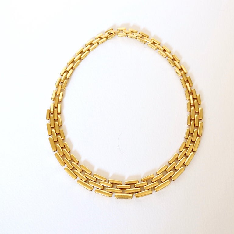 Fred Tank 'Panther' Mesh Necklace in 18 Carat Yellow Gold and Diamonds ...