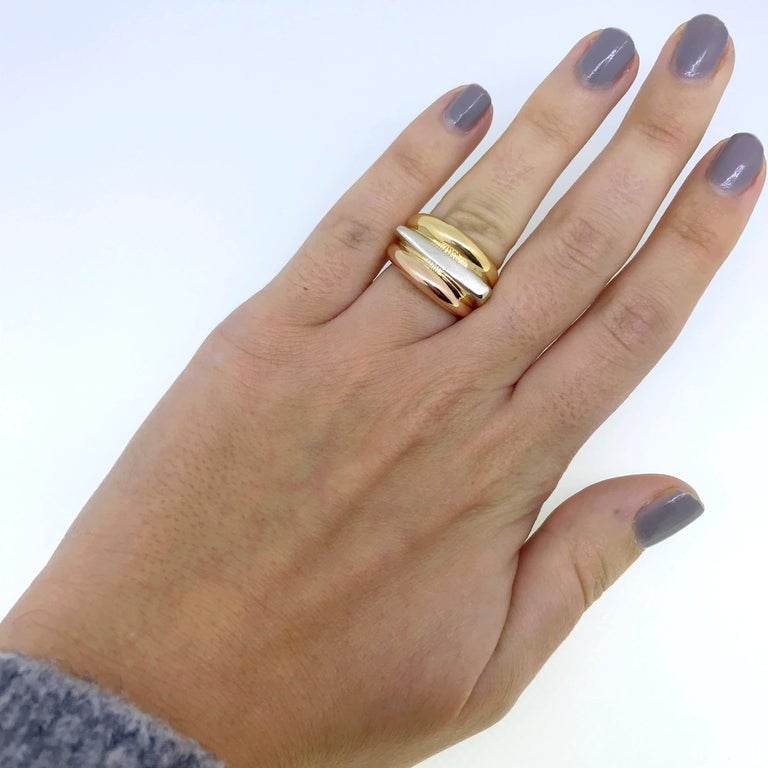 Fred Three Gold White Yellow Rose Gold Success Ring at 1stDibs