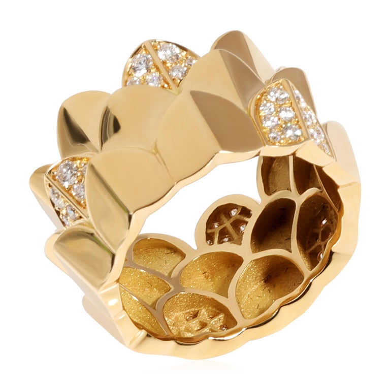 FRED Une Ile d'Or Diamond Ring in 18k Yellow Gold 0.49 CTW For Sale at 1stDibs