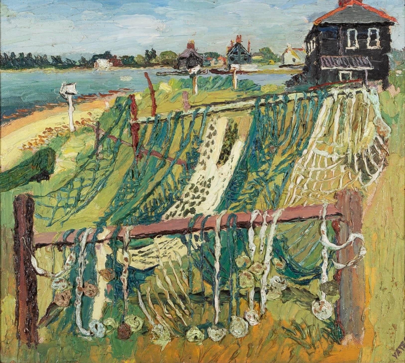 Fred Yates - Fishing Nets, Oil on Board by Fred Yates, Circa 1969 For ...