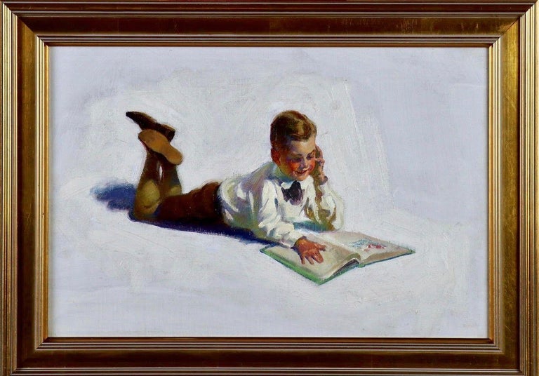 Frederic Kimball Mizen - Boy Reading For Sale at 1stDibs