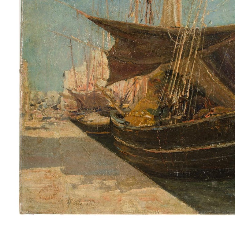 Frederic Montenard 'French', "Fishing Boats in a Harbor" Painting For ...