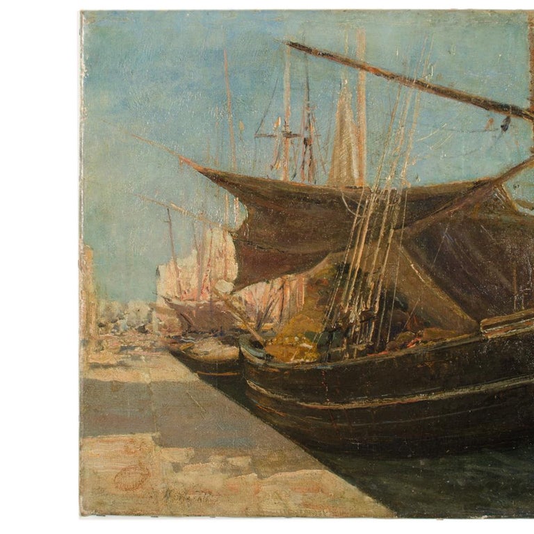 Frederic Montenard 'French', "Fishing Boats in a Harbor" Painting For ...