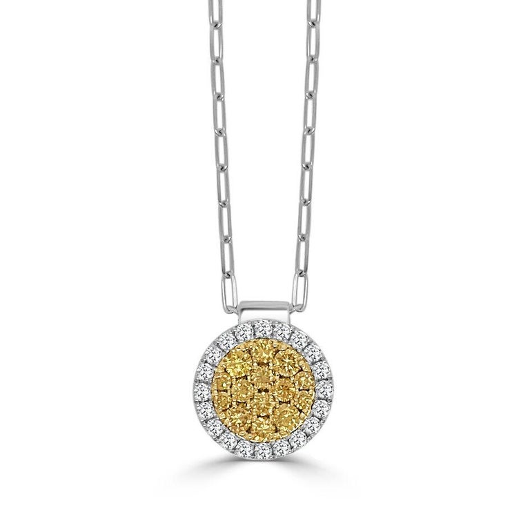 14k Yellow and White Gold “Medium Firenze ii Diamond Pendant For Sale ...