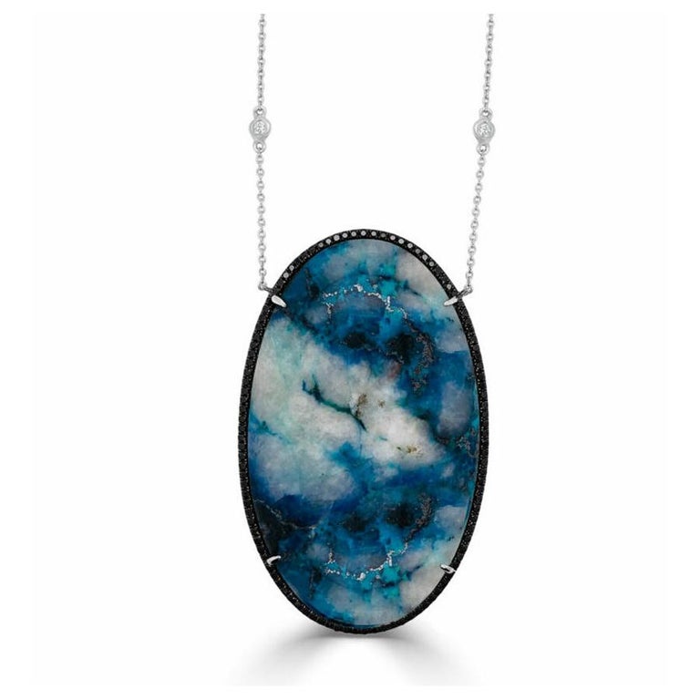 Frederic Sage Large Oval Chrysocolla One of a Kind Pendant with Chain ...