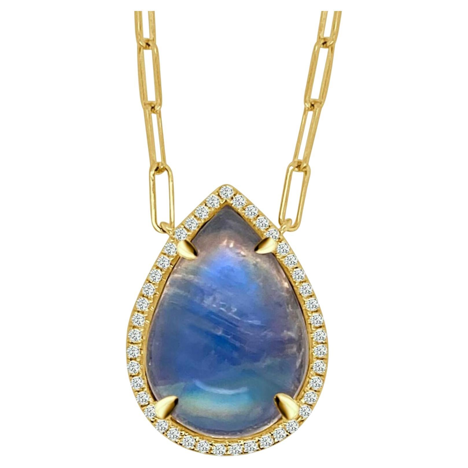 Frederic Sage Pear Shape Moonstone on Diamond Halo One of a Kind ...