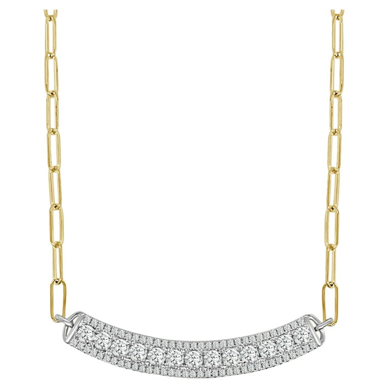 Short Diamond Horizontal Linear Curve Pendant with Chain For Sale at ...
