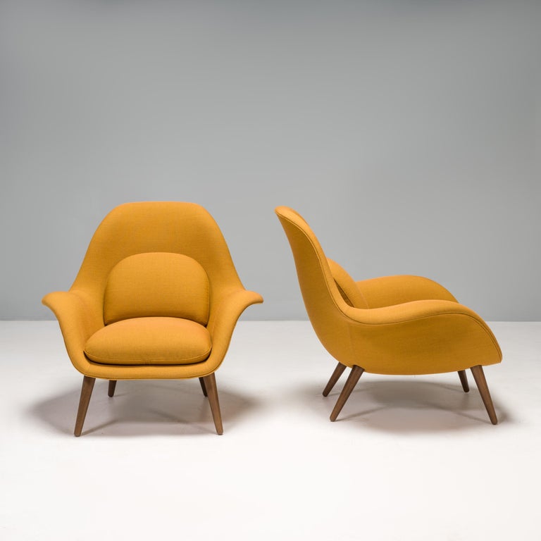 Fredericia by Space Copenhagen Mustard Yellow Swoon Lounge Armchairs ...