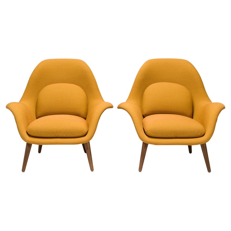 Fredericia by Space Copenhagen Mustard Yellow Swoon Lounge Armchairs ...