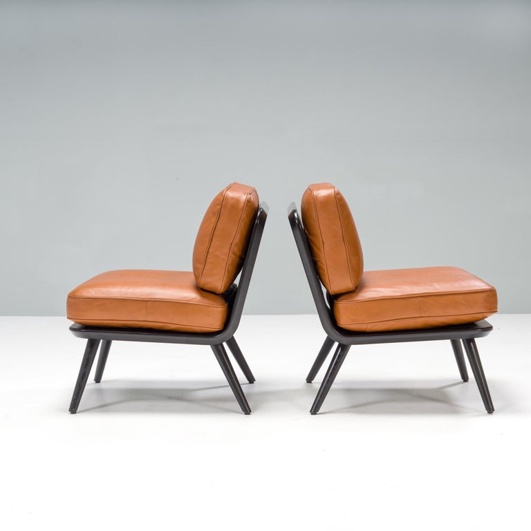 Fredericia by Space Copenhagen Tan Leather Spine Lounge Chairs, Set of ...