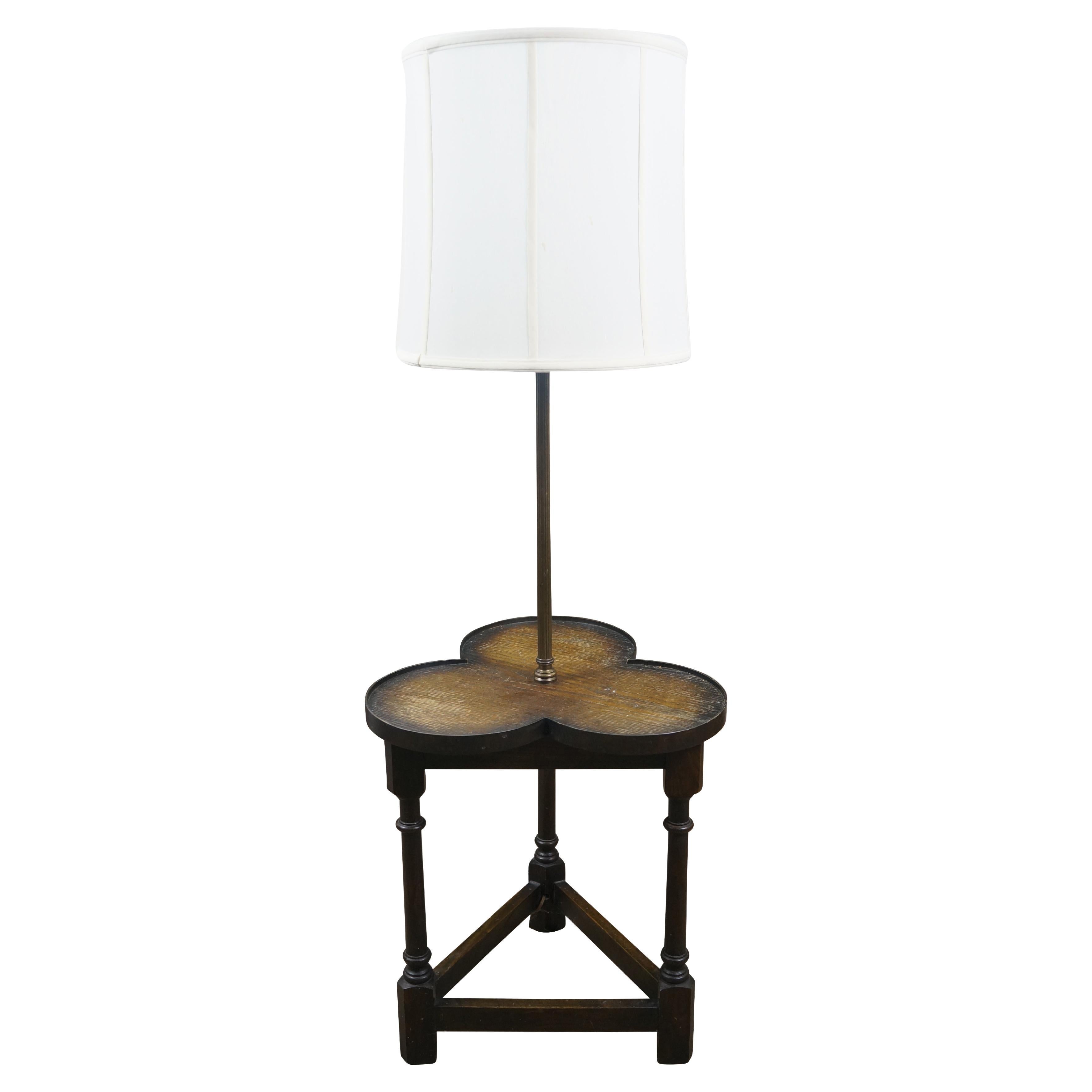 Frederick Cooper Mid Century Jacobean Style Oak Clover Table Floor Lamp ...