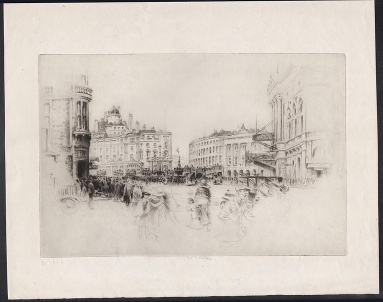 Frederick Farrell - Piccadilly Circus, London, etching by Frederick ...
