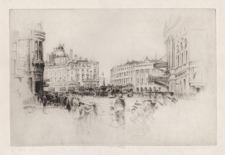 Frederick Farrell - Piccadilly Circus, London, etching by Frederick ...