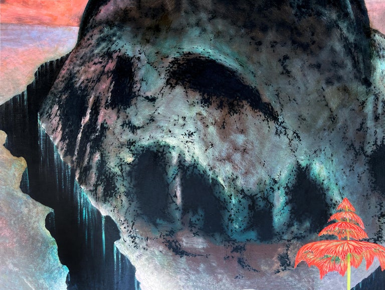 Frederick Haucke - Surrealist Landscape, Mountain with Nude Woman ...