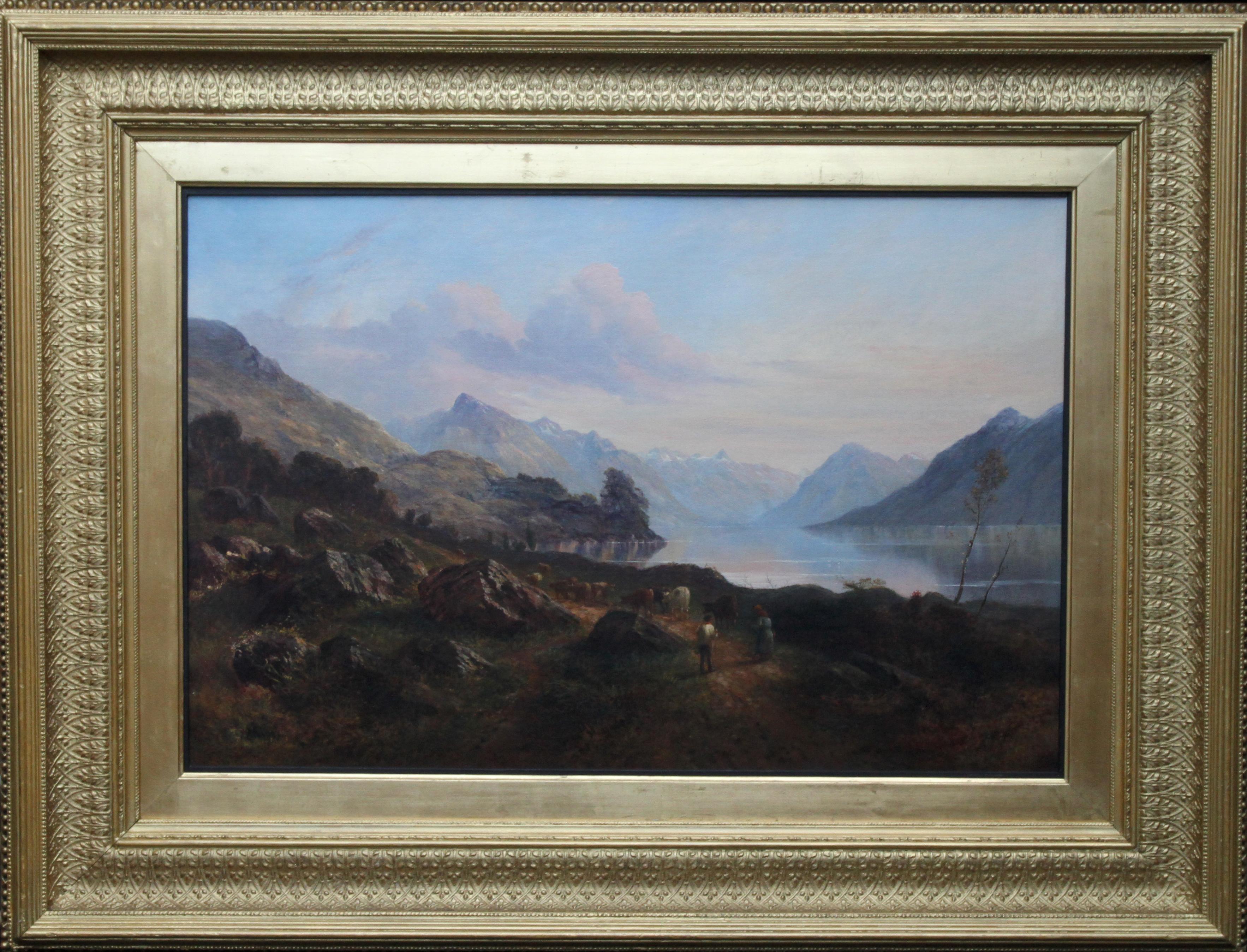 Dutch School - Harvest Scene Horses Pulling the Hay Cart home, rural ...