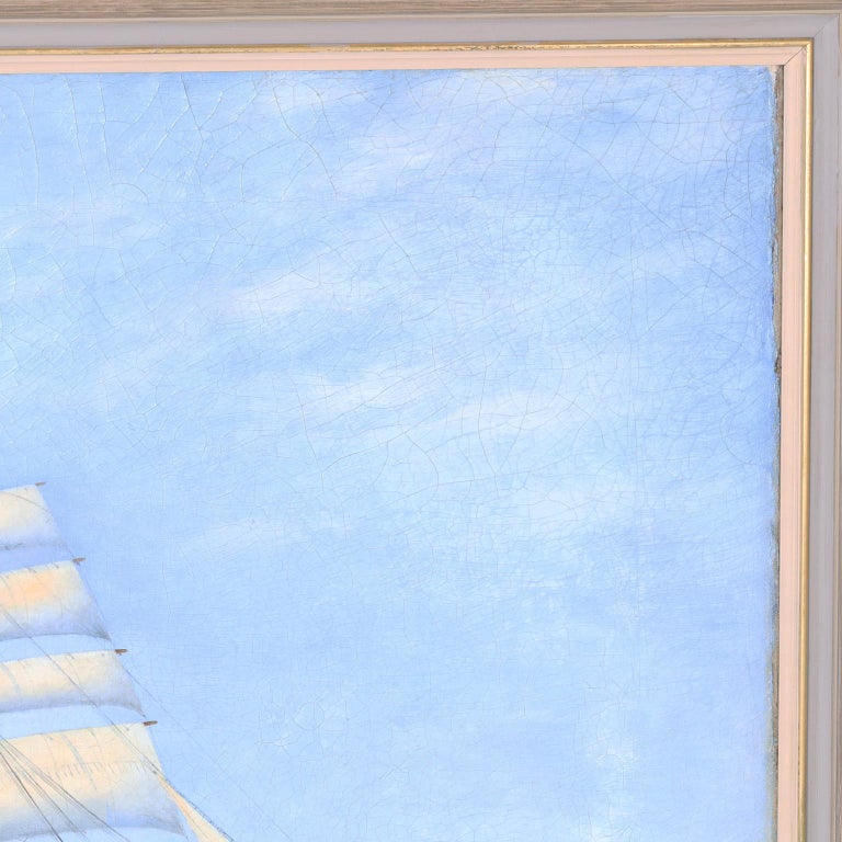 Frederick L. Owen Marine Oil Painting on Canvas of a Sailing Ship For ...