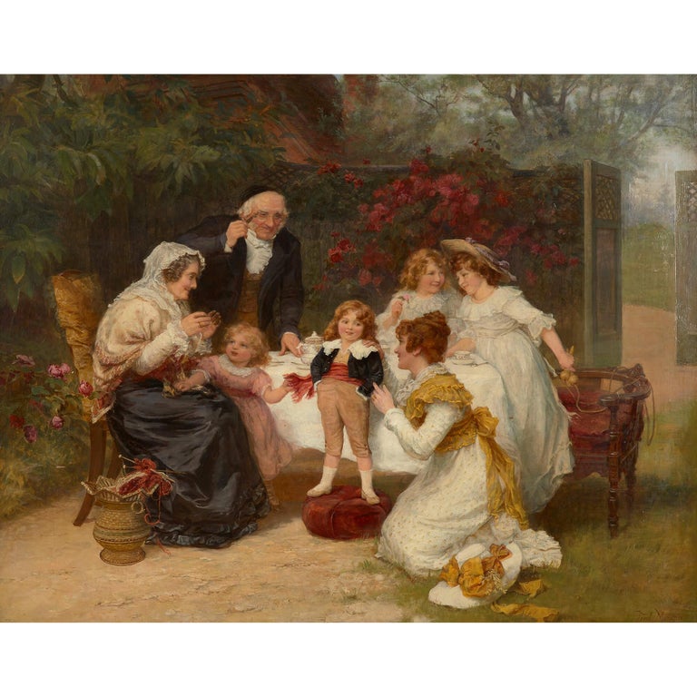 Frederick Morgan - 'His First Suit, ' a large Victorian oil painting ...