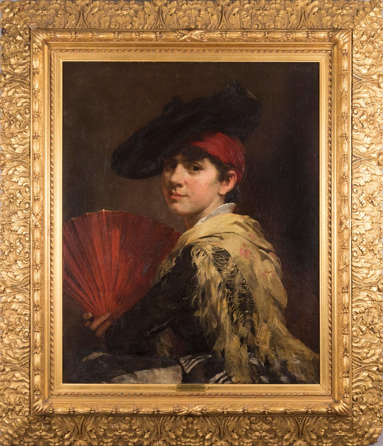 Frederick Porter Vinton - Woman, Yellow Shawl and Fan For Sale at 1stDibs