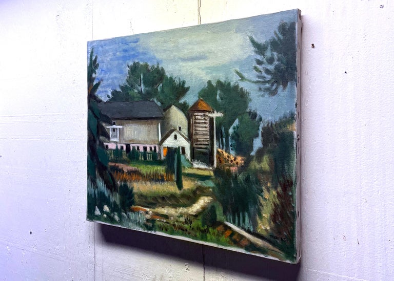 Frederick R. Childs "Farm Buildings" Midcentury Landscape Oil Painting ...