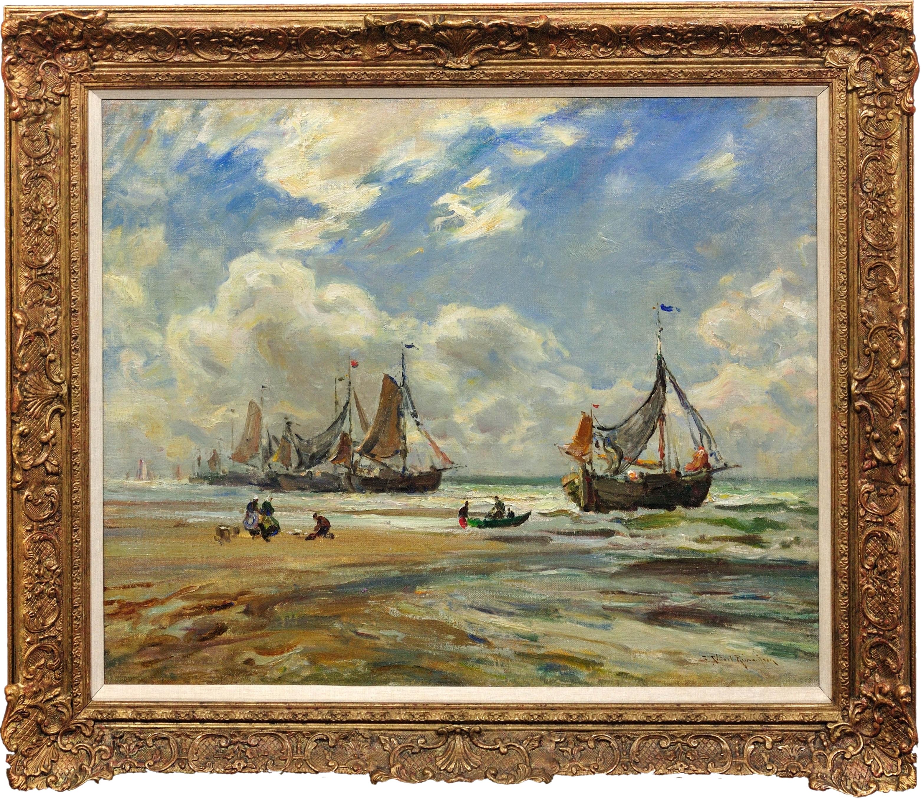 Frederick Stuart Richardson - Bomschuiten on the Beach at Katwijk ...