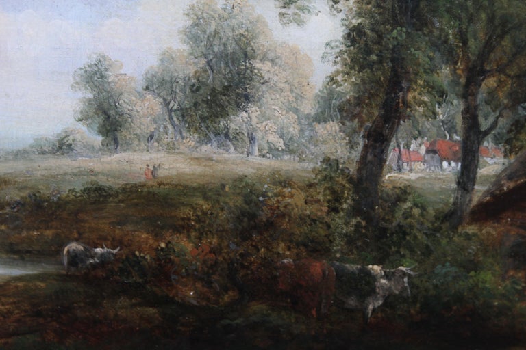 Frederick Waters Watts - Thatched Cottage and Figures by Waters Edge ...