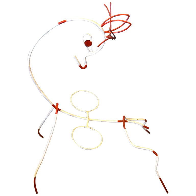 Frederick Weinberg Mid-Century Modern White and Red Iron Deer Sculpture ...