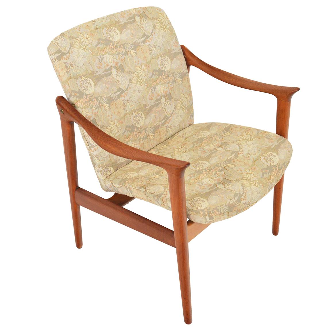 Lounge Chair Green Leather and Rosewood Attributed to Fredrik Kayser ...