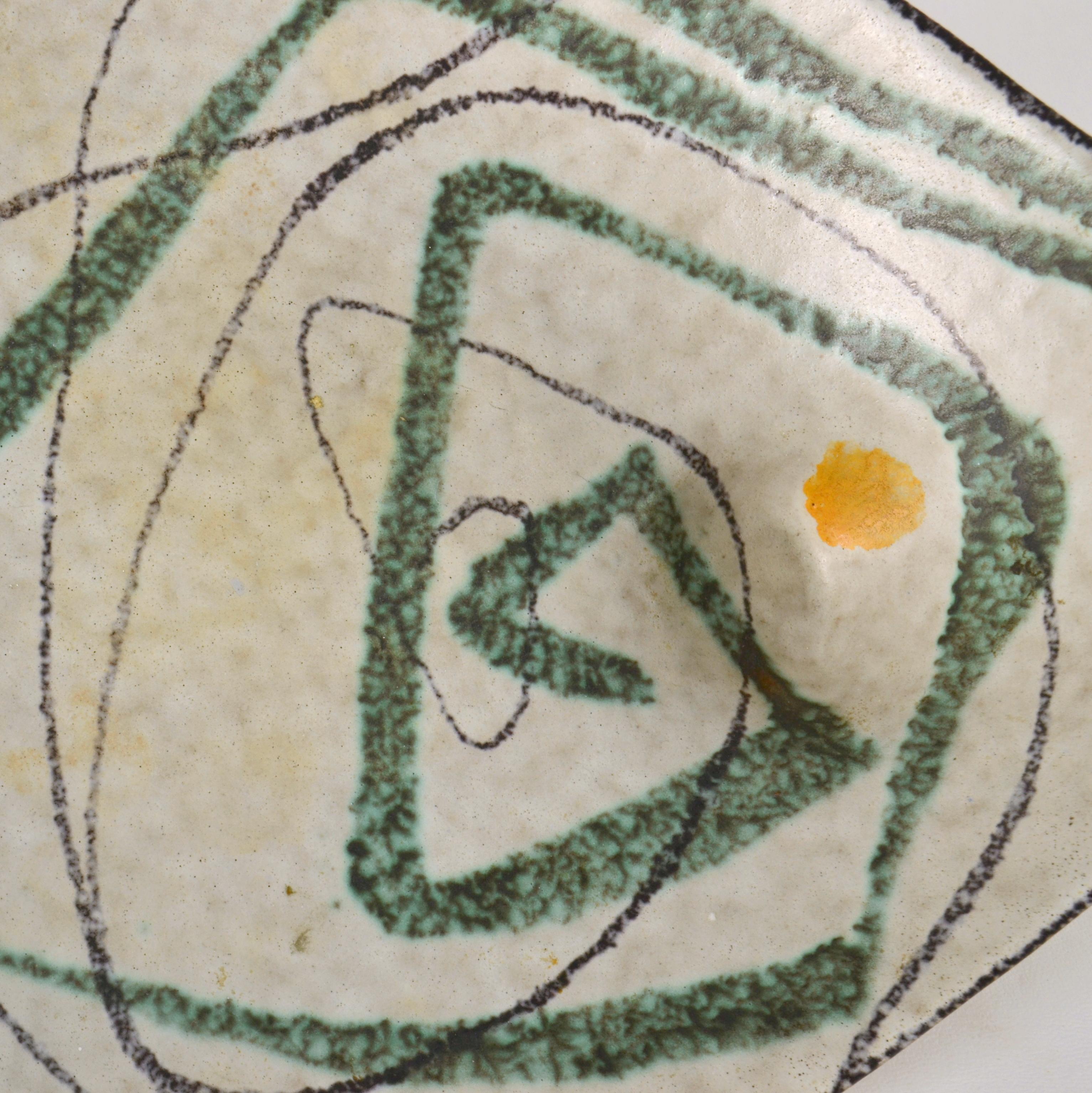 Free Form Ceramic Fruit Bowl 1950's Hand Painted For Sale at 1stDibs