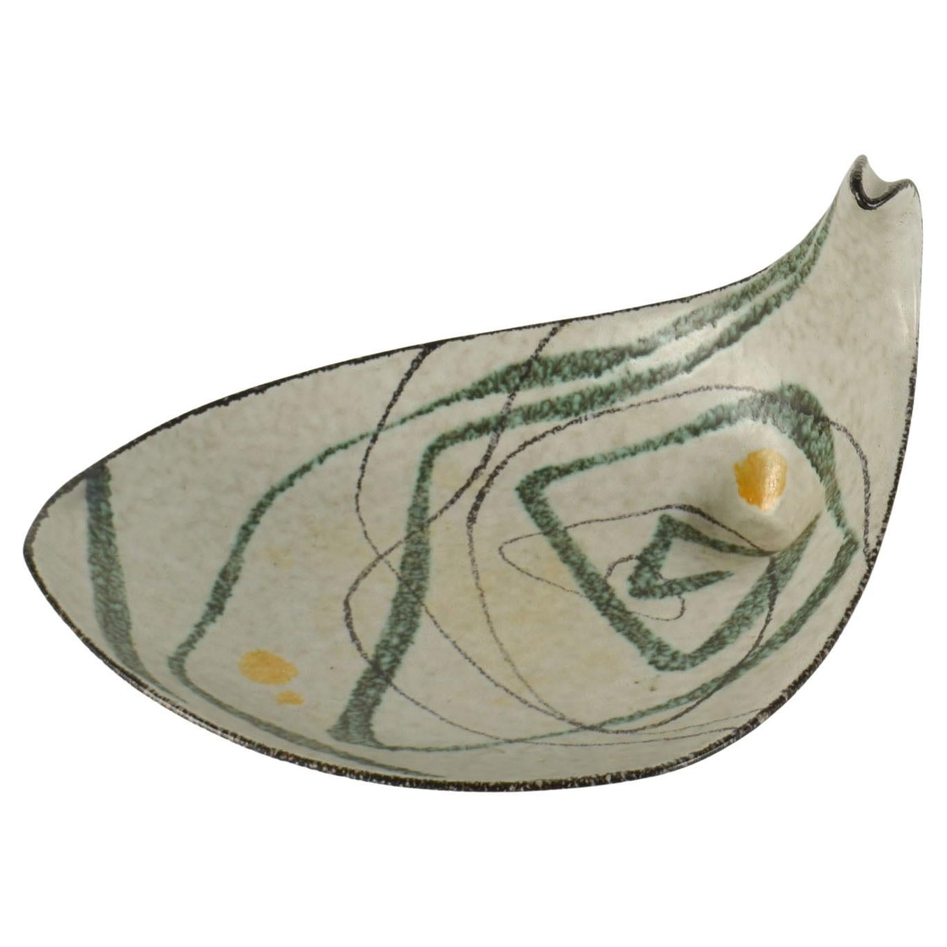 Free Form Ceramic Fruit Bowl 1950's Hand Painted For Sale at 1stDibs