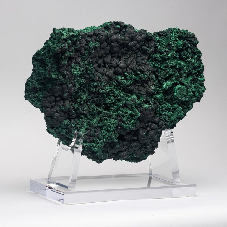 Free Form Malachite Specimen from Congo Mounted on Custom Acrylic Stand ...