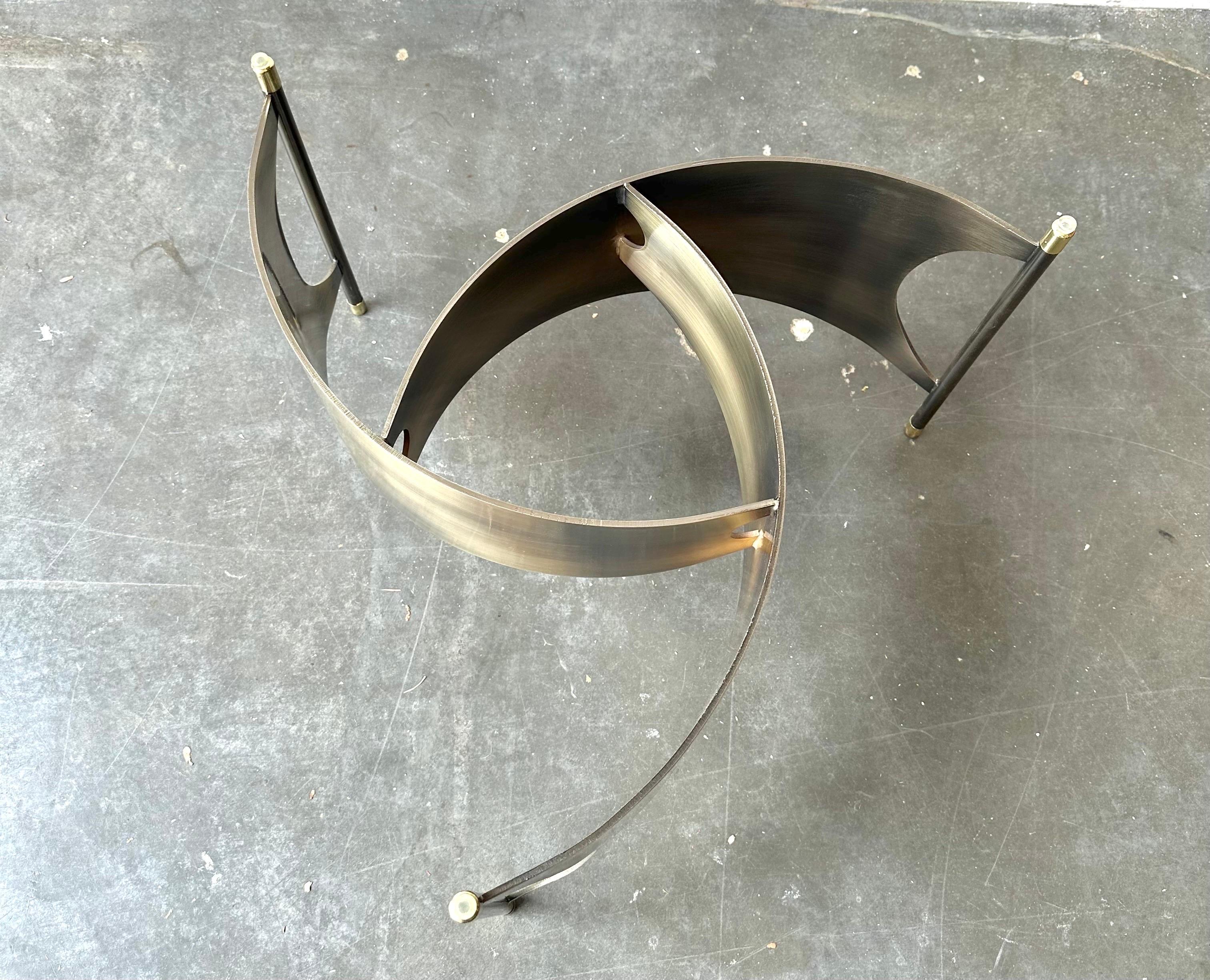 Free Form Metal Glass Coffee Table with Propeller Base For Sale at ...