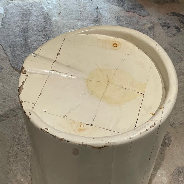 Organic Form Curved Pine Wood Low Stool Painted White 1970s Modernism ...