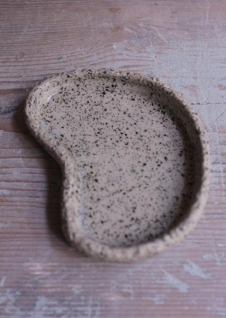 Free Form Puddle Plate in Stracciatella Clay with Sheer Glaze at 1stDibs